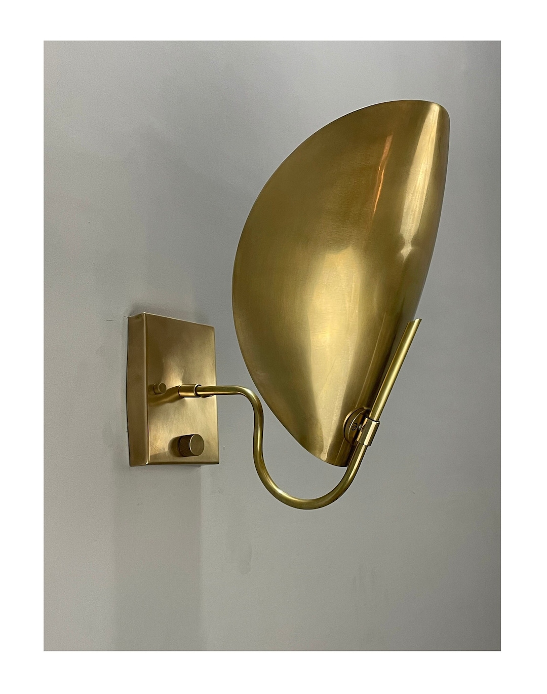 Mid Century Italian Raw Brass Wall Sconce Handmade Curved Disk Shades ...