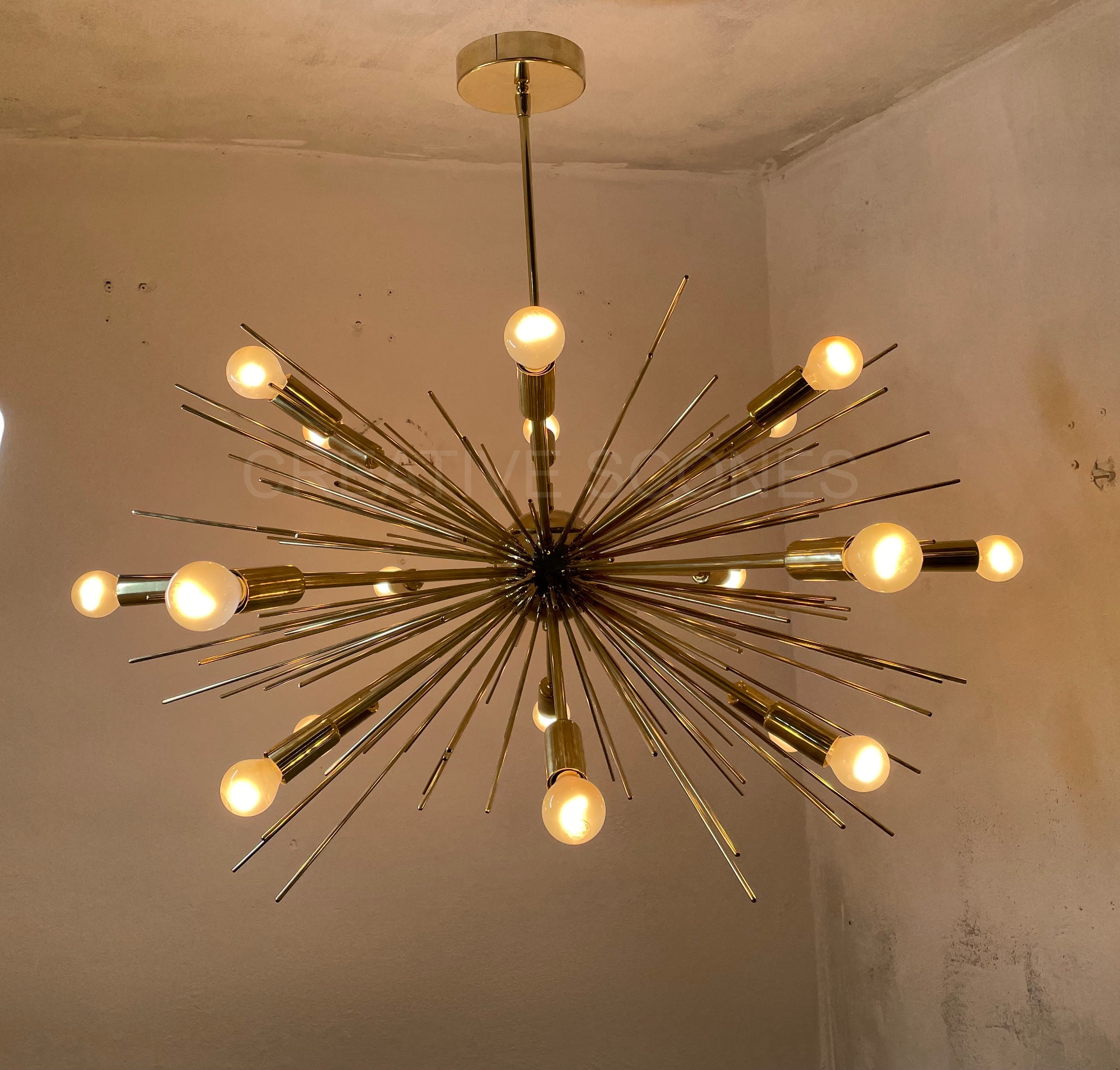 Sputnik Star Brass Cassandra Modern 18 Bulb Mid Century Industrial ...