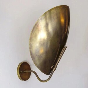 Mid Century Italian Raw Brass Wall Sconce With Handmade Curved Disk ...