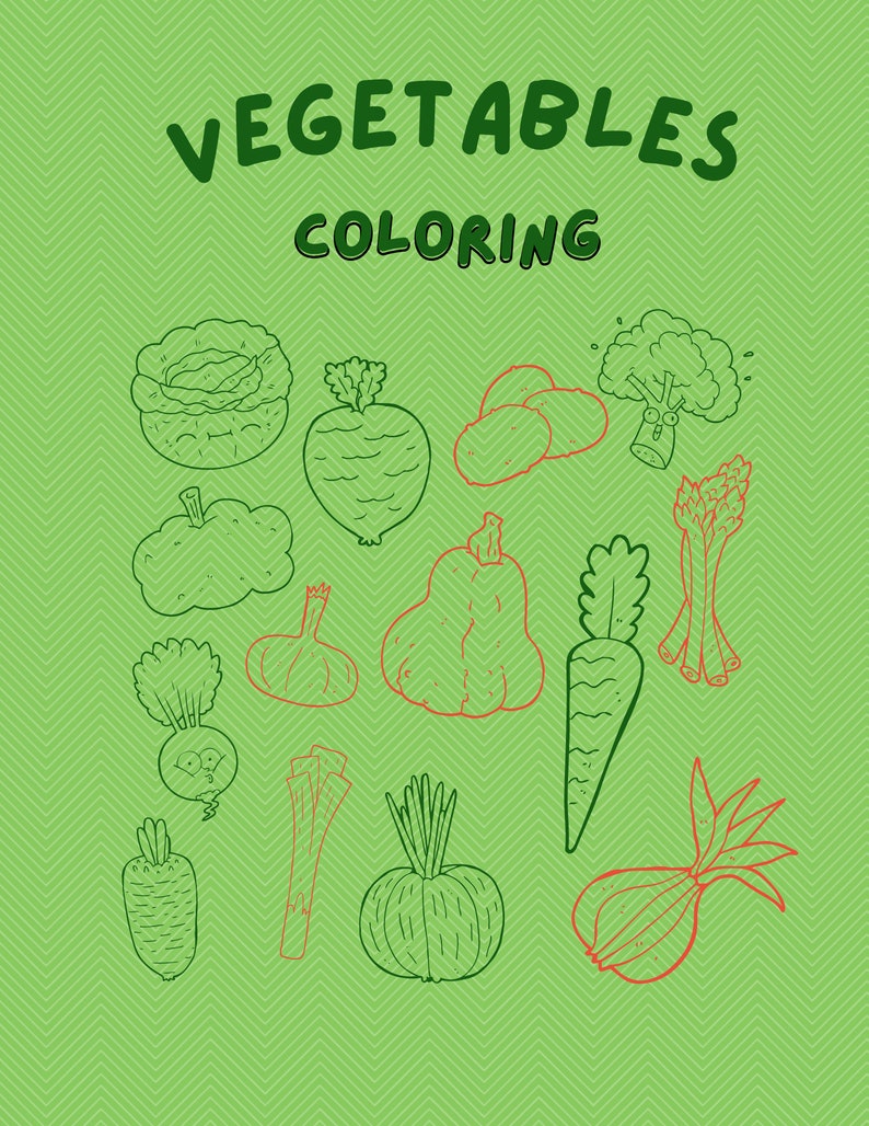 Vegetable Coloring Book, Printable Vegetables Coloring Pages, Farm to ...