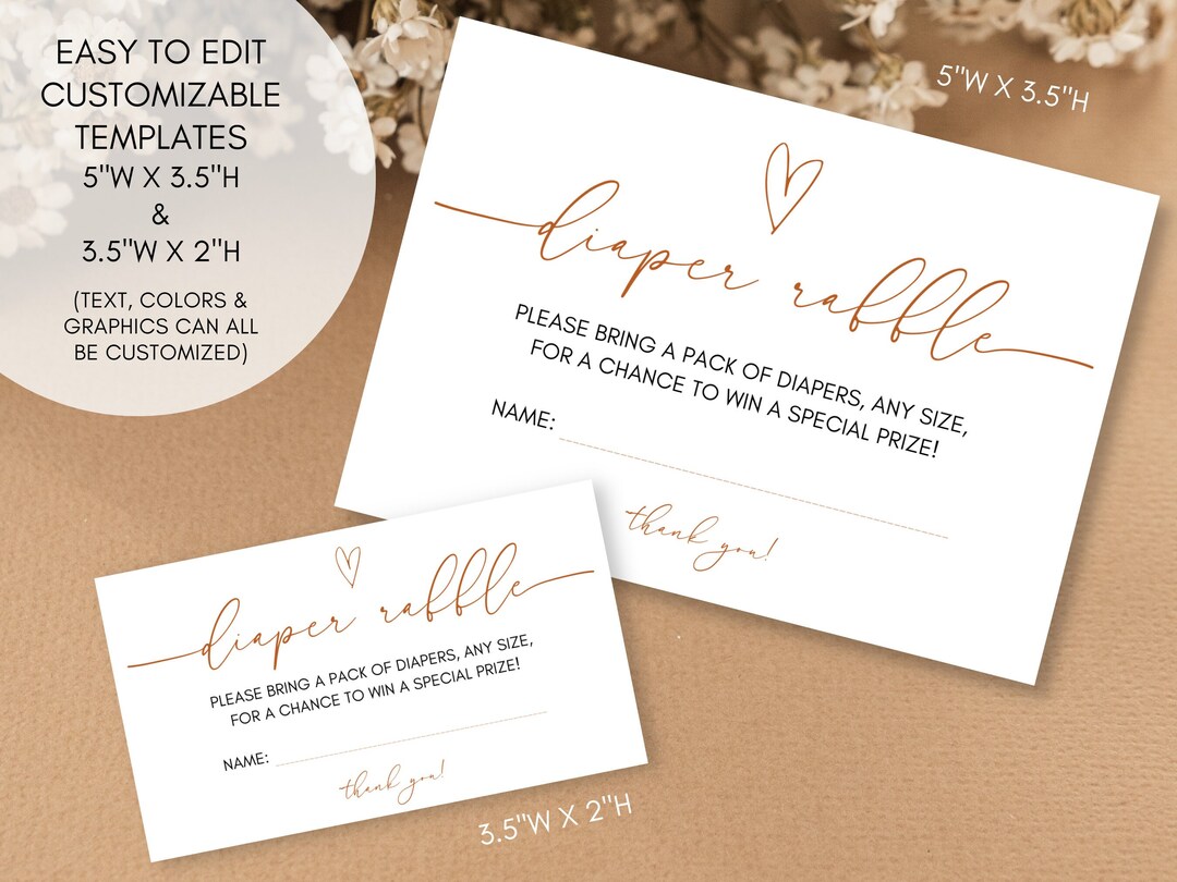 Diaper Raffle Baby Shower Invitation Insert Cards | Instant Download ...