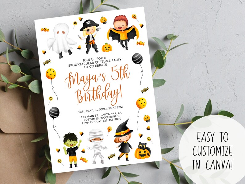 Kids Halloween Birthday Party Invitation | Instant Download Digital ...