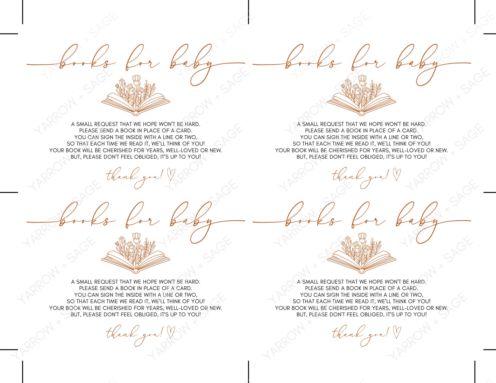 Baby Shower Books for Baby Request Card | Instant Download Digital ...