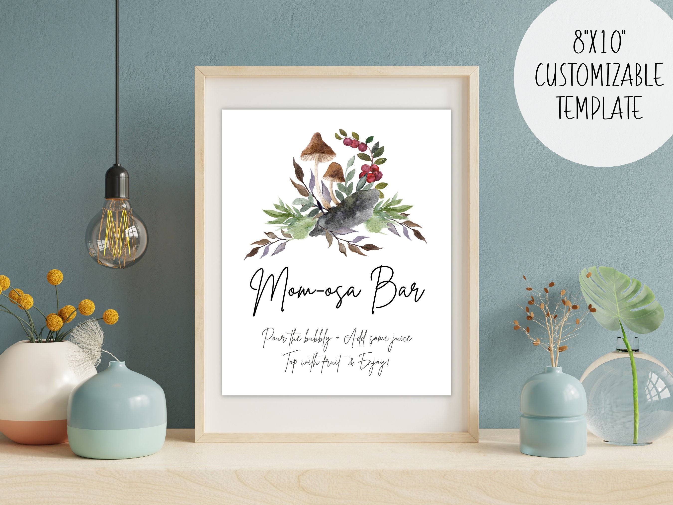 Forest Mushroom Momosa Mimosa Bar Sign | Instant Download Edit Print ...