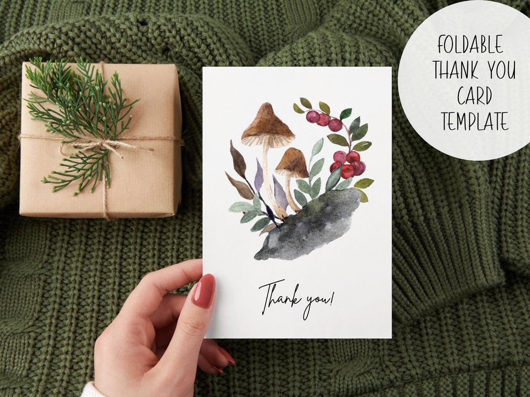 Forest Mushroom Thank You Card | Instant Download Digital Edit Print ...