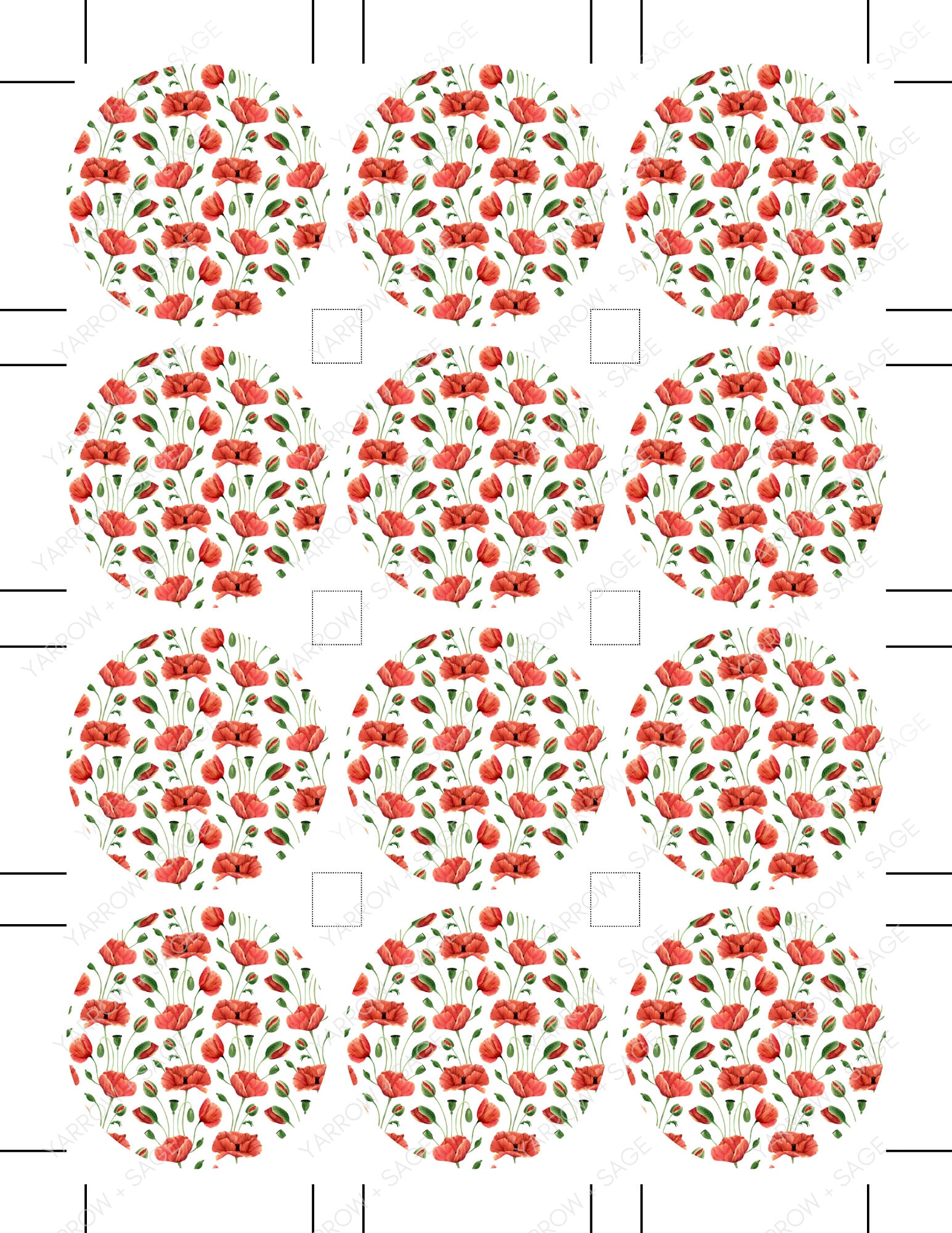 Red Poppy Cupcake Toppers | Printable Editable Digital Baby Shower ...