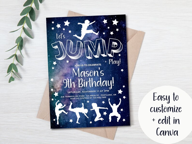 Jump Birthday Party Invitation | Instant Download Digital Editable ...