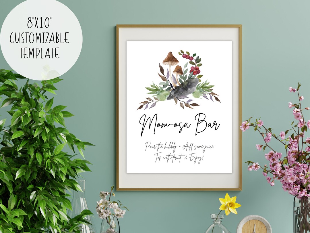Forest Mushroom Momosa Mimosa Bar Sign | Instant Download Edit Print ...