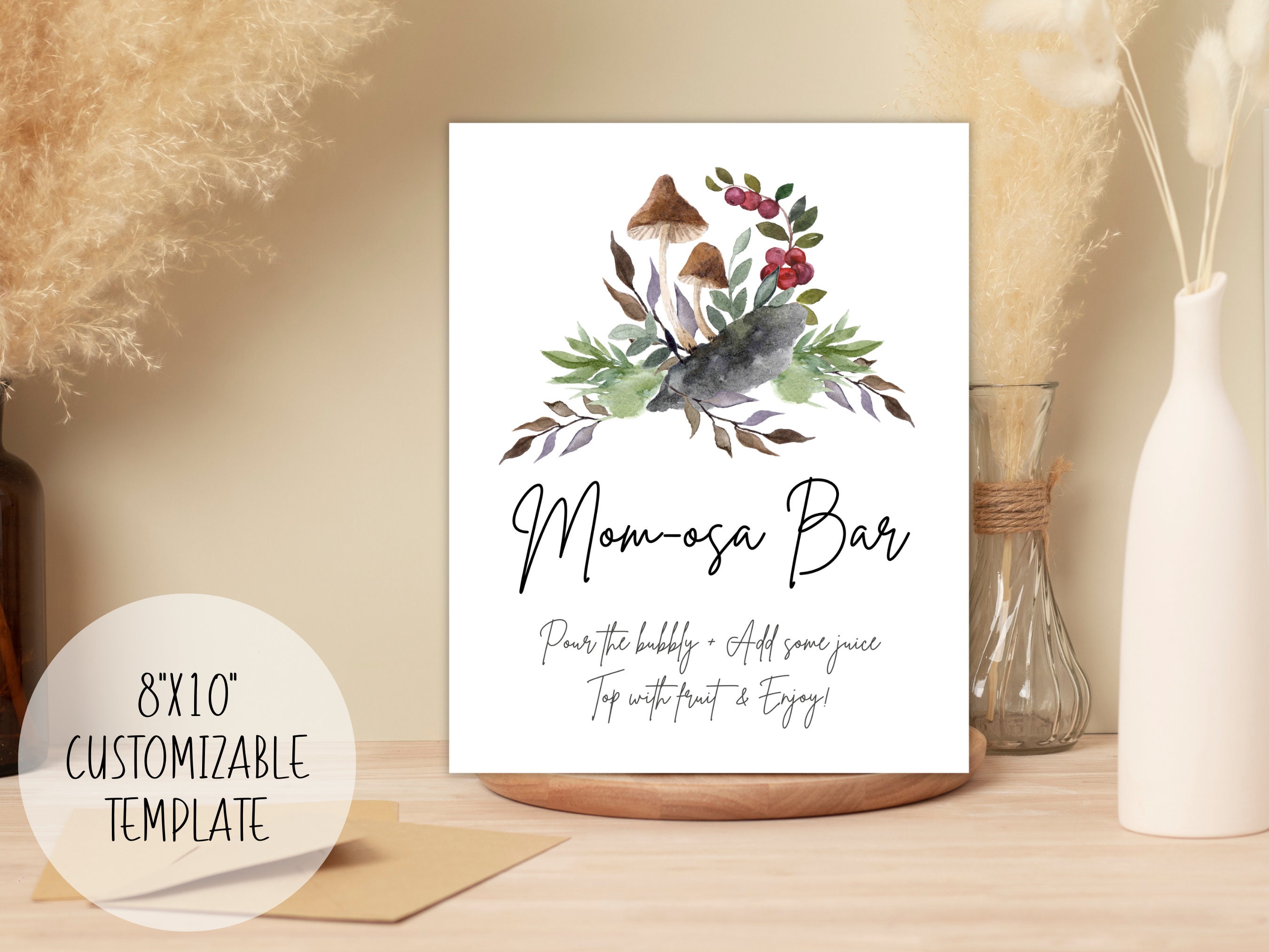 Forest Mushroom Momosa Mimosa Bar Sign | Instant Download Edit Print ...