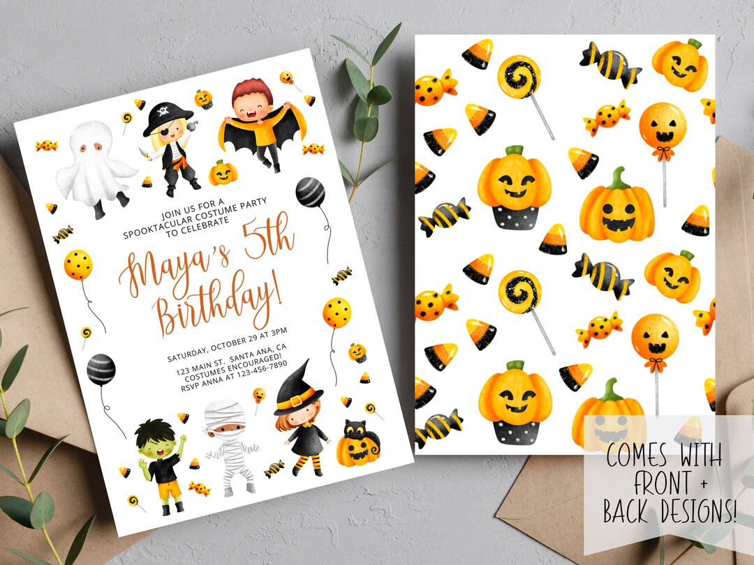 Kids Halloween Birthday Party Invitation | Instant Download Digital ...
