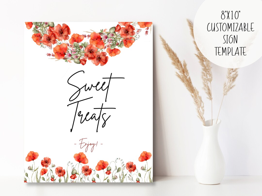 Poppy Sweet Treats Dessert Sign Instant Download Edit Print Template ... Poppy Sweet Treats Dessert Sign Instant Download Edit Print Template ...