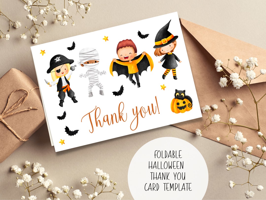 Kids Halloween Thank You Card | Instant Download Digital Edit Print ...