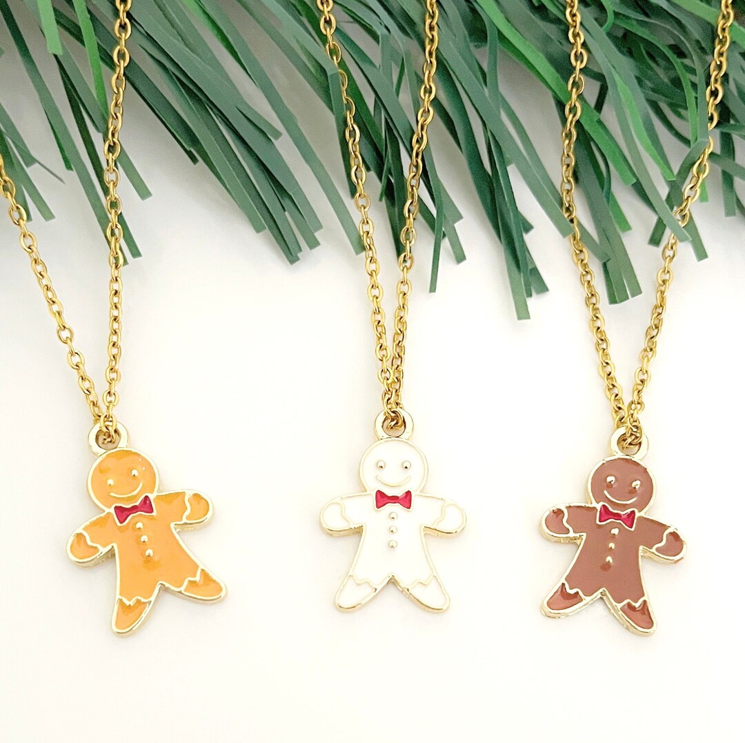 Dainty Gingerbread Man Christmas Charm Necklace, Gingerbread Pendant ...