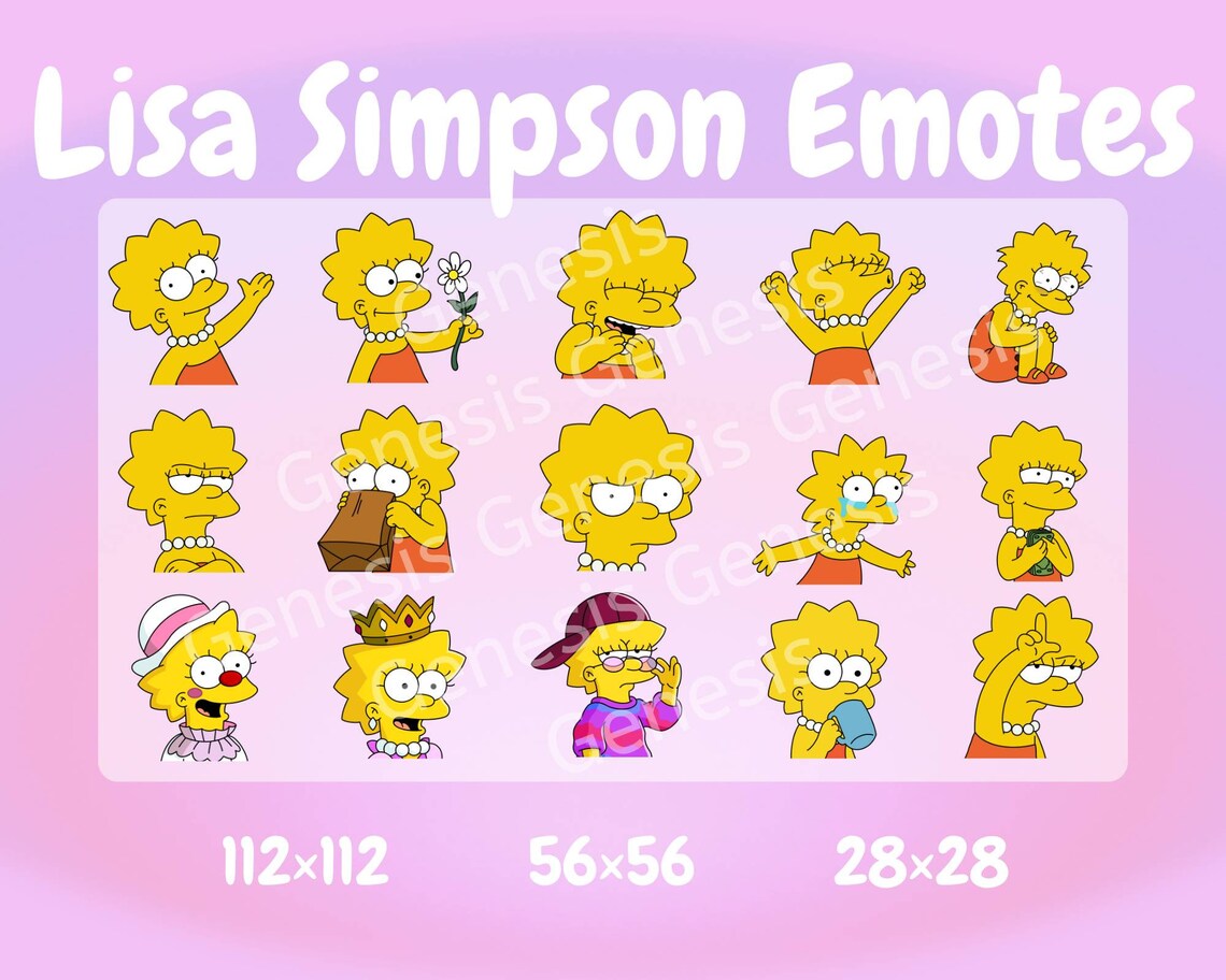 Lisa Simpson Emotes Twitch or Discord Emotes Ready to Use - Etsy