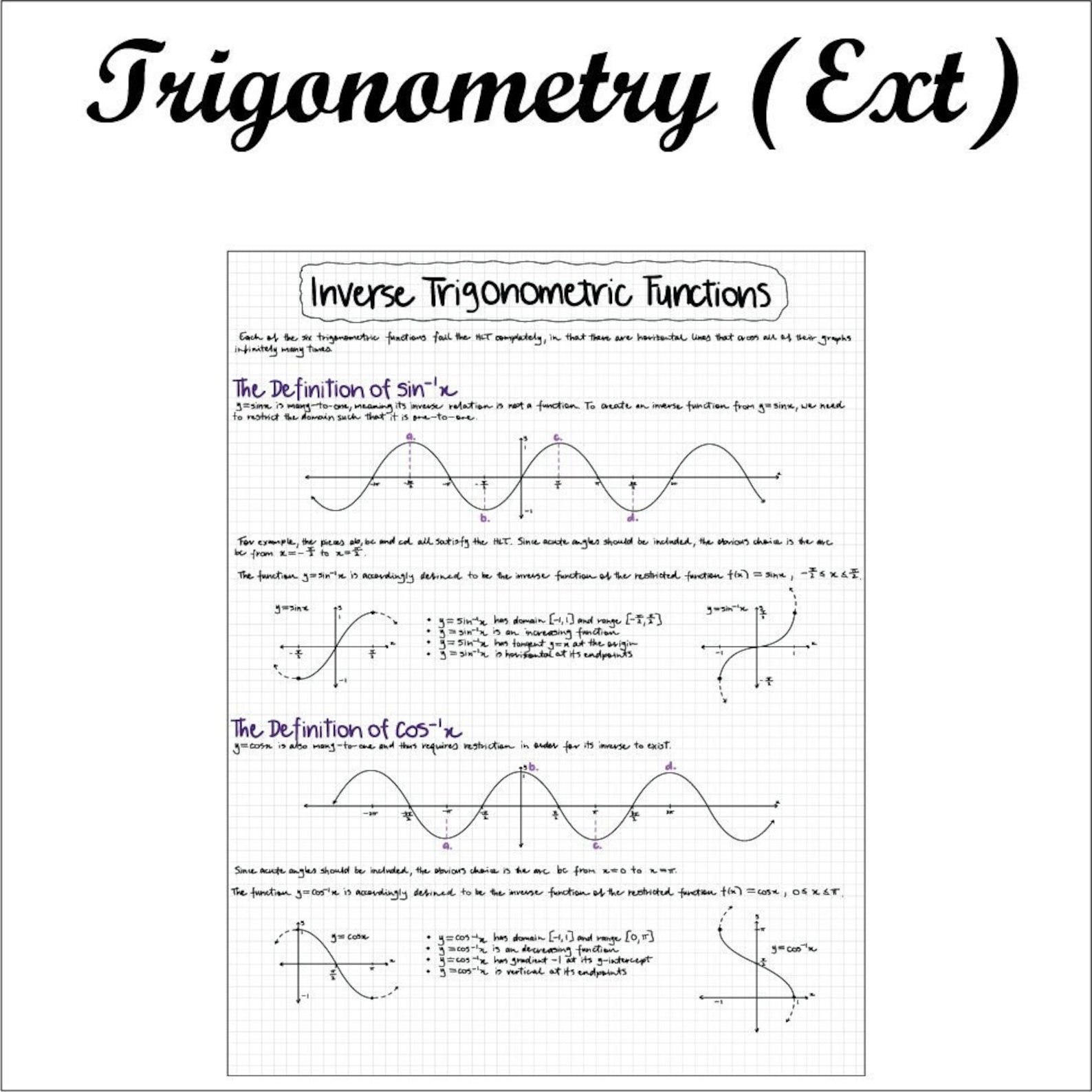 11/12 Ext1 Math HSC | Trigonometry Notes - Etsy