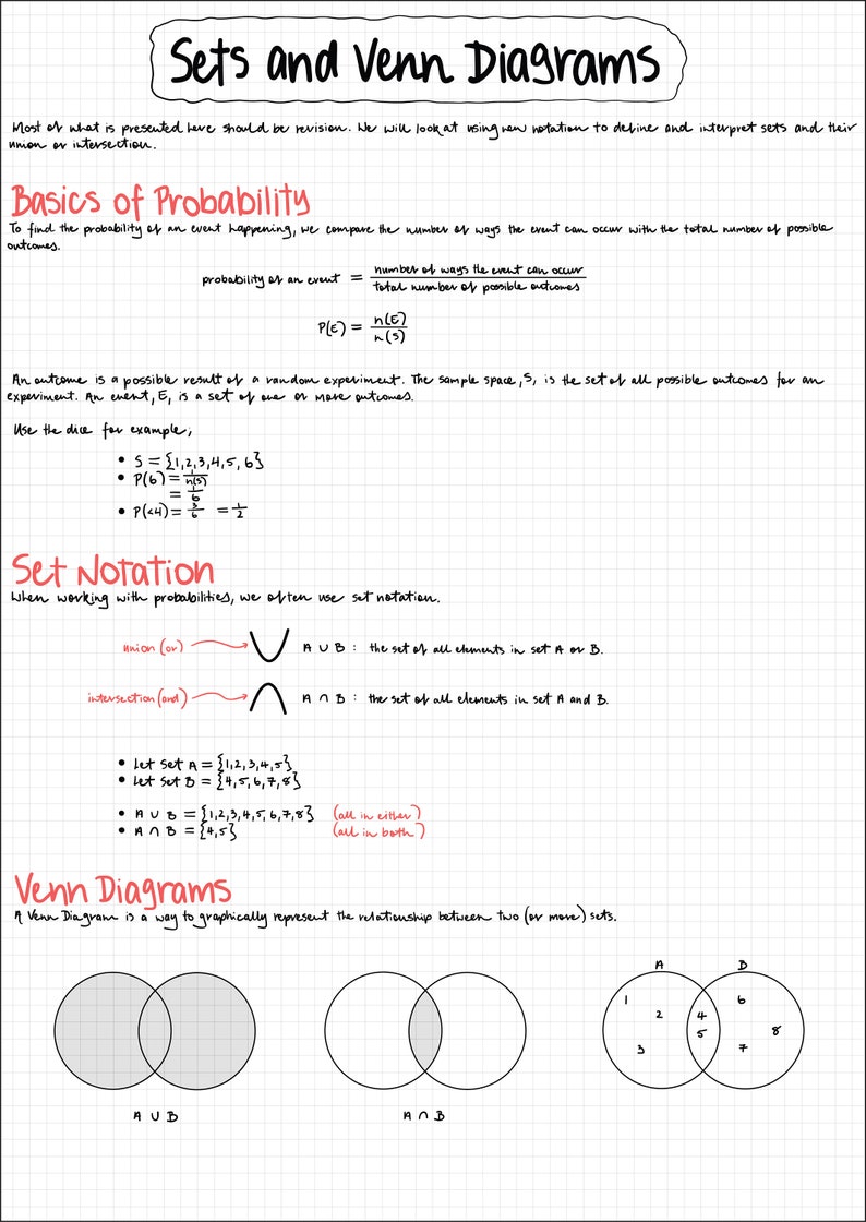 11 Adv Math HSC | Probability Notes - Etsy