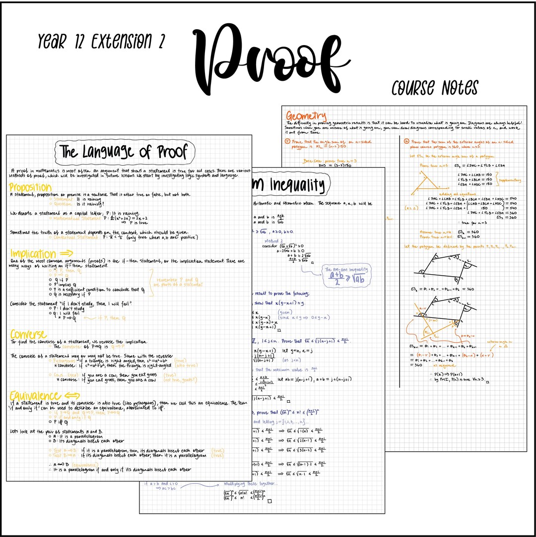 12 Ext2 Math HSC | Proof Notes - Etsy
