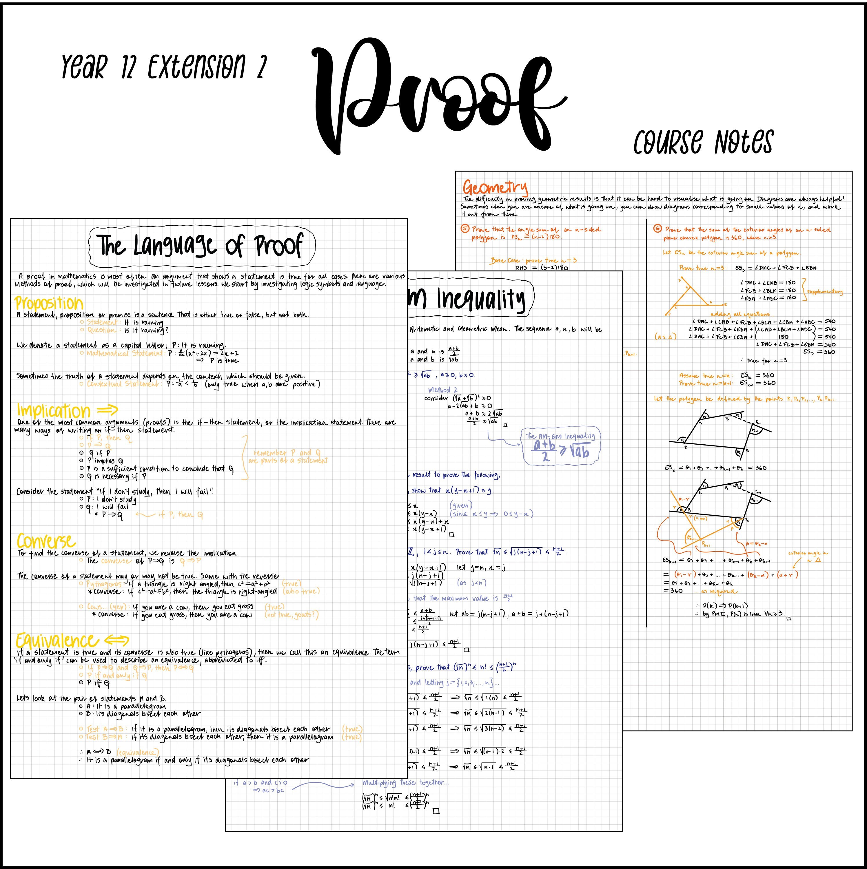 12 Ext2 Math HSC | Proof Notes - Etsy