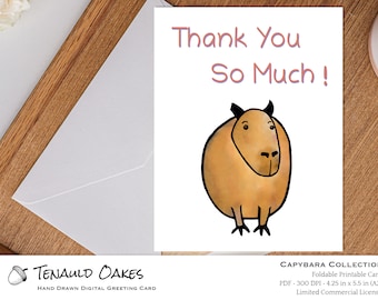 Thank You Card Printable | Capybara Card | Teacher Card | Instant ...