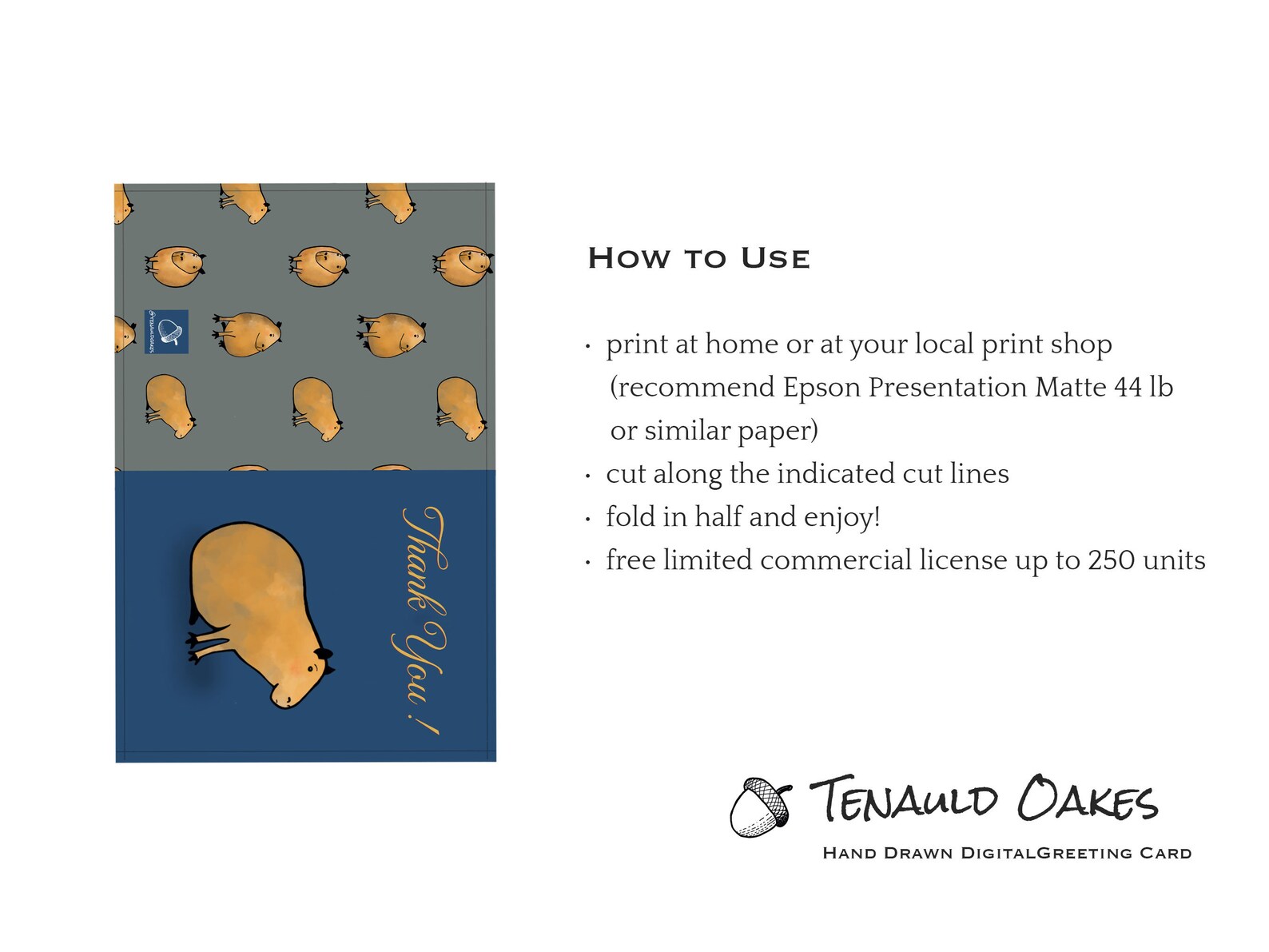 Thank You Card Printable | Capybara Card | Teacher Card | Instant ...