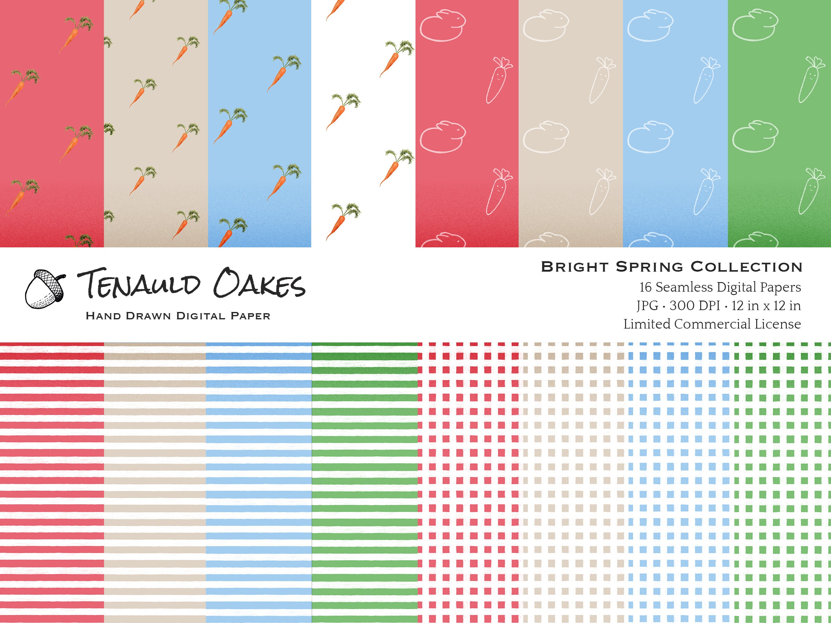 Seamless Digital Paper | Printable Backgrounds | Bright Spring ...