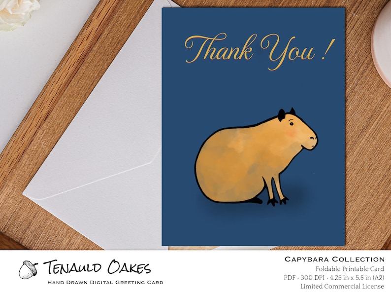 Thank You Card Printable | Capybara Card | Teacher Card | Instant ...