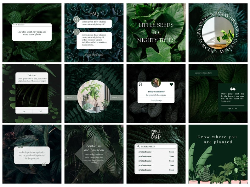 Green Instagram Template Canva Bundle Plant Instagram Templates ...