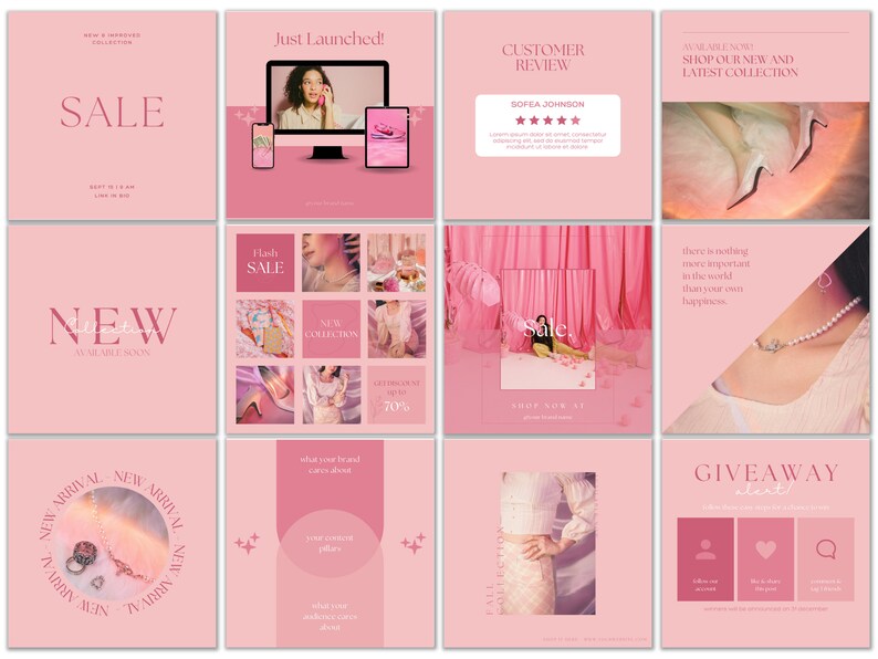 Baby Pink Instagram Templates Bundle Canva Instagram Stories - Etsy