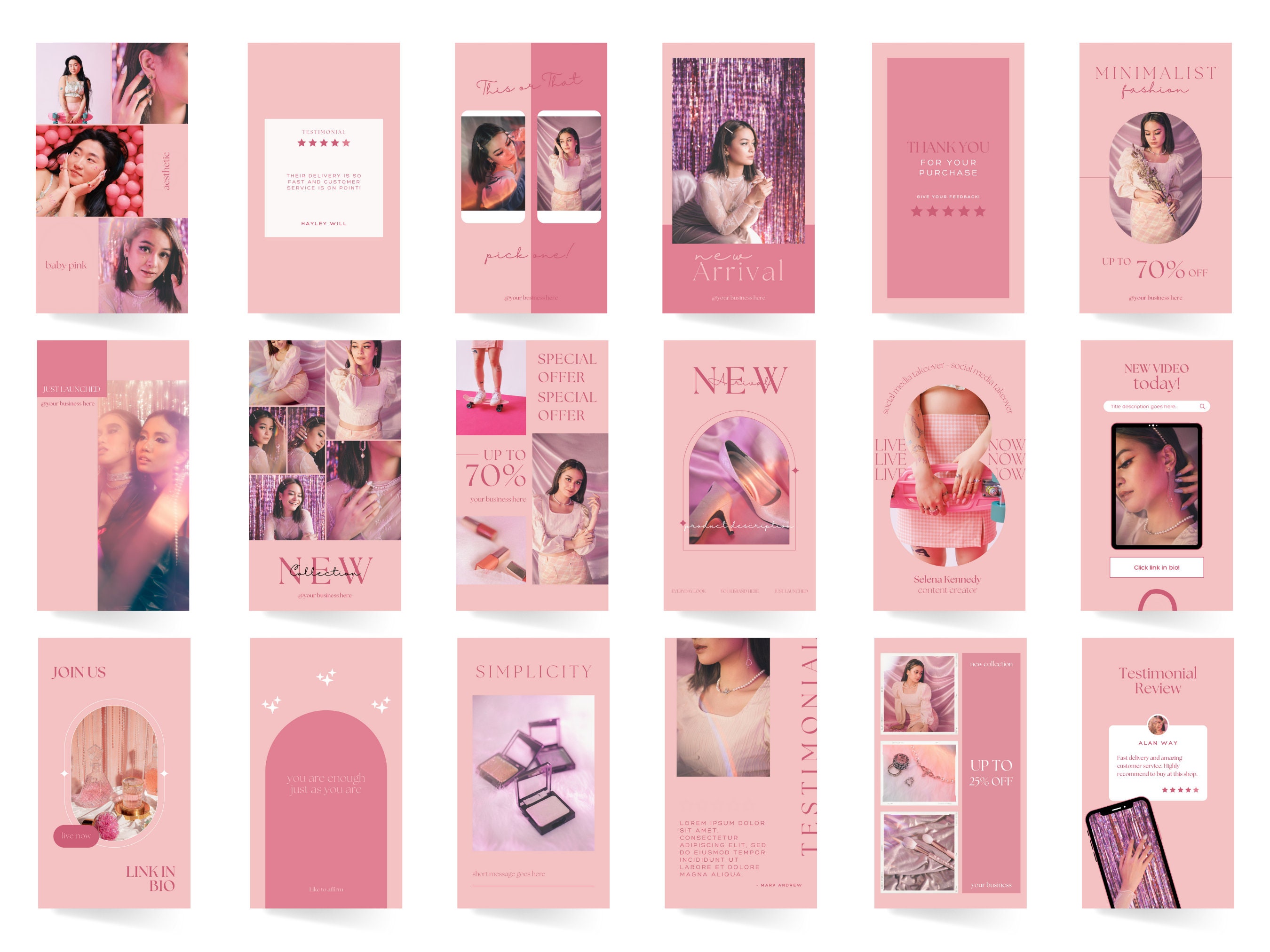 Baby Pink Instagram Templates Bundle Canva Instagram Stories - Etsy