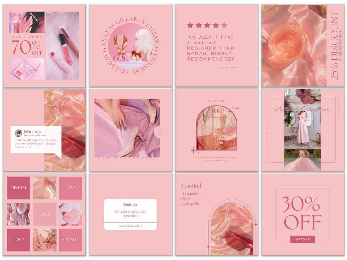 Baby Pink Instagram Templates Bundle Canva Instagram Stories - Etsy