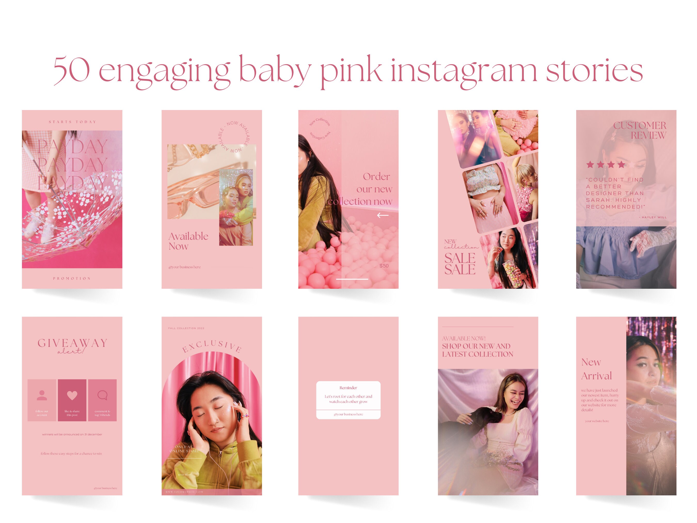 Baby Pink Instagram Templates Bundle Canva Instagram Stories - Etsy