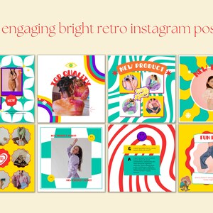 Bright Retro 70s Instagram Theme Templates Bundle Retro Instagram Post ...