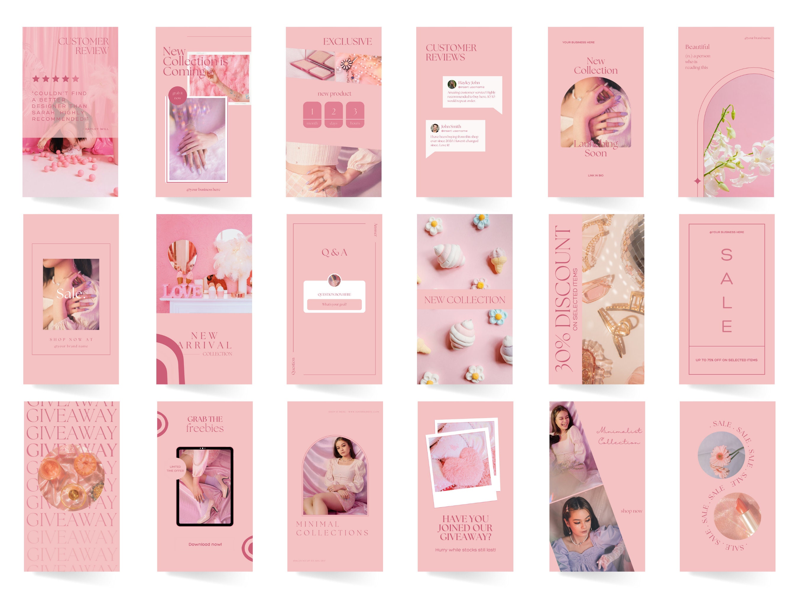 Baby Pink Instagram Templates Bundle Canva Instagram Stories - Etsy