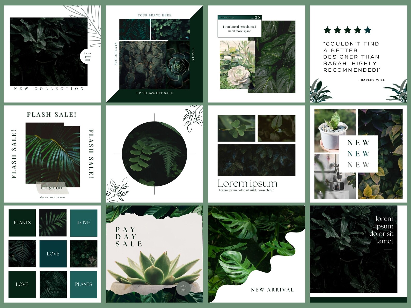 Green Instagram Template Canva Bundle Plant Instagram Templates ...