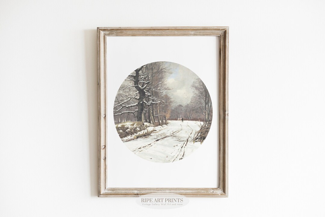 Snowy Winter Landscape Print Vintage Christmas Nordic - Etsy