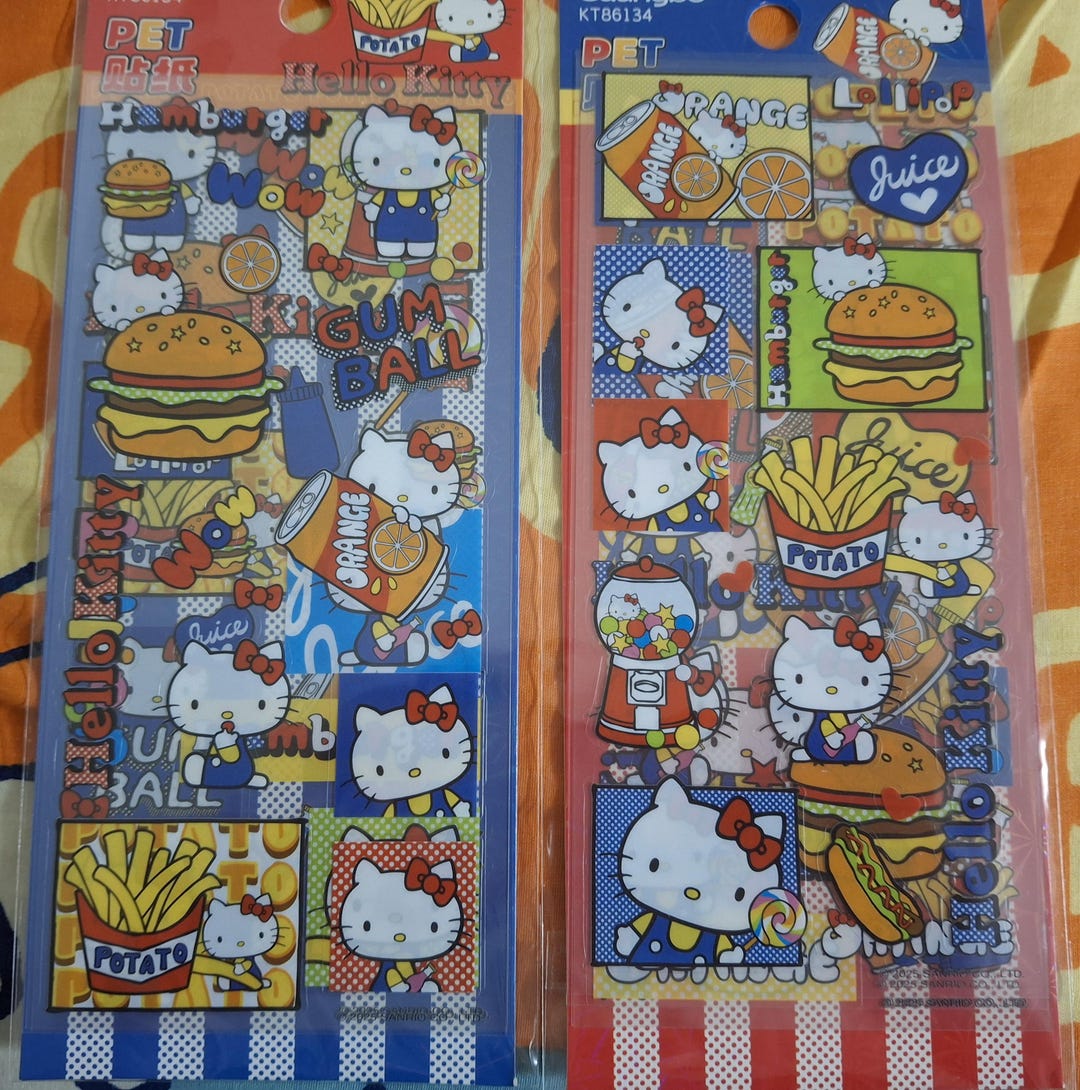 Hello Kitty Food Burger Candy Pattern 4 Sheets PET Stickers - Etsy