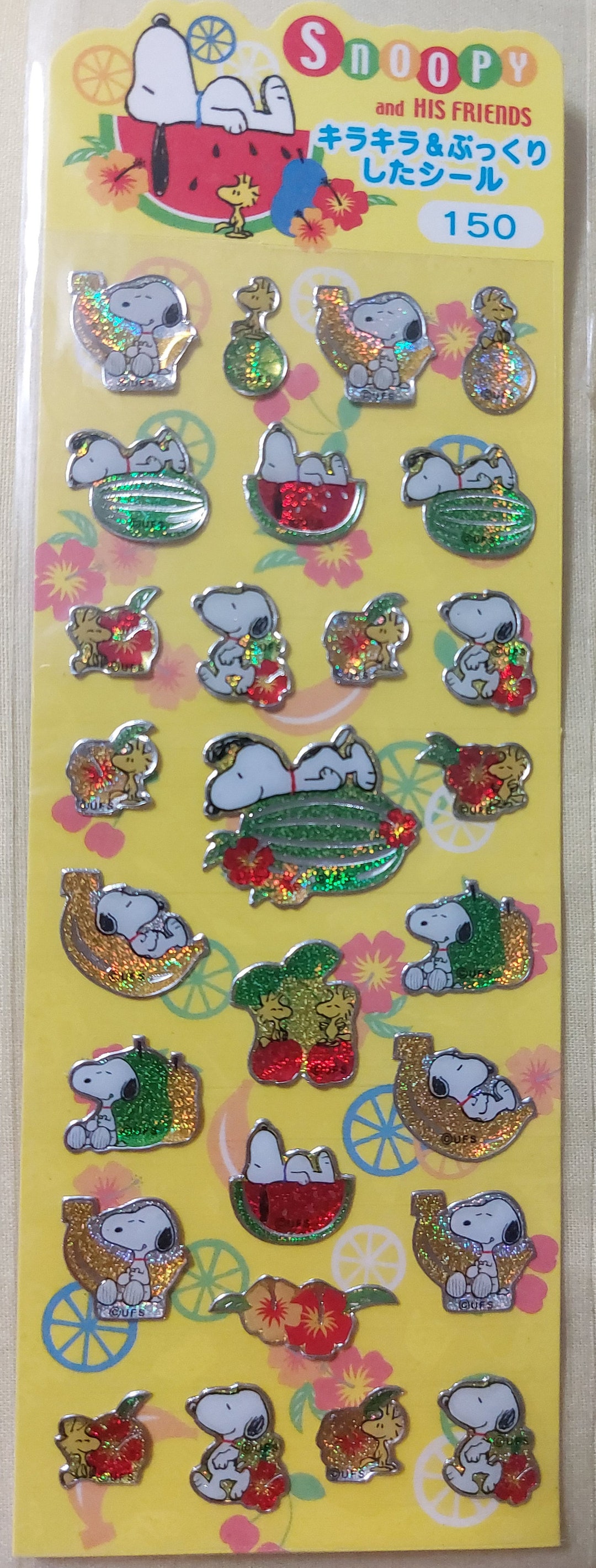 Snoopy & Woodstock Fruit Pattern Shiny Gel Stickers - Etsy Hong Kong