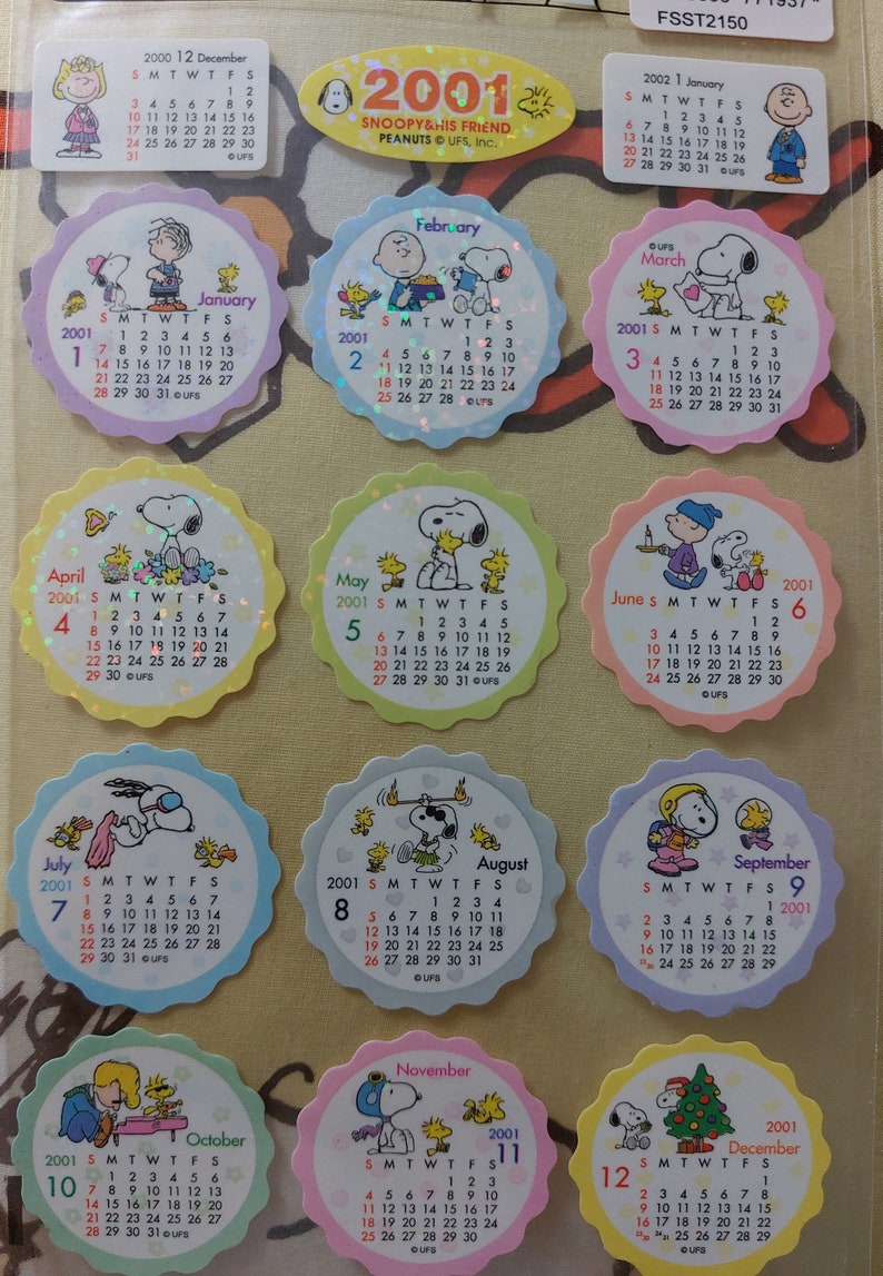 SNOOPY & His Friends Calendar Pattern DIY Memories Stickers - Etsy