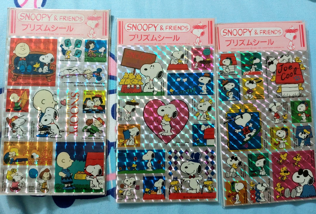 Snoopy & His Friends Joe Cool Hug Woodstock Shine Stickers - Etsy
