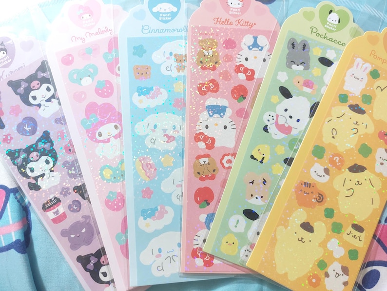 Kuromi Pochacco Cinnamoroll Purin Hello Kitty Melody Shine Stickers ...