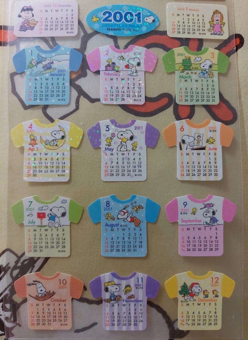 SNOOPY & His Friends Calendar Pattern DIY Memories Stickers - Etsy