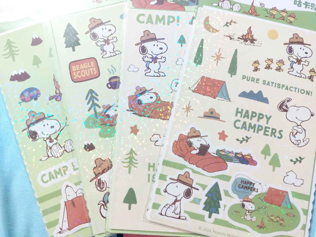 SNOOPY & Woodstock Camping Pattern Stickers - Etsy