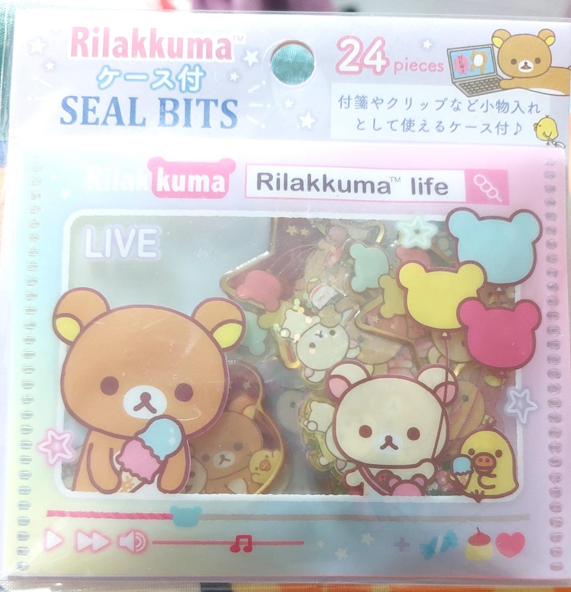 Rilakkuma Crafts Pattern Pocket Gel Shiny Stickers Drop Seal Clear ...