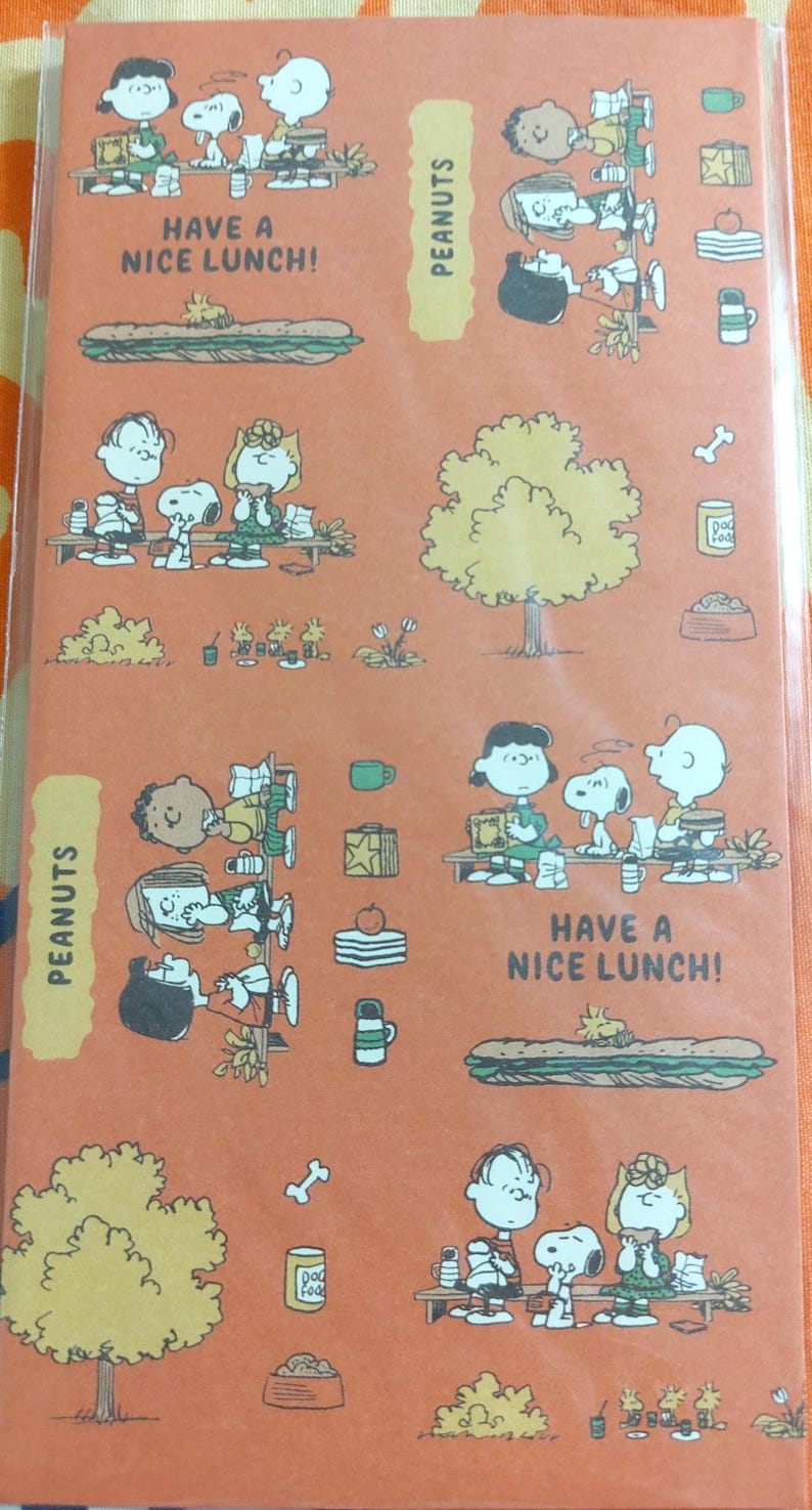 Snoopy & His Friends Family Eating Writing Pattern Long Envelopes - Etsy