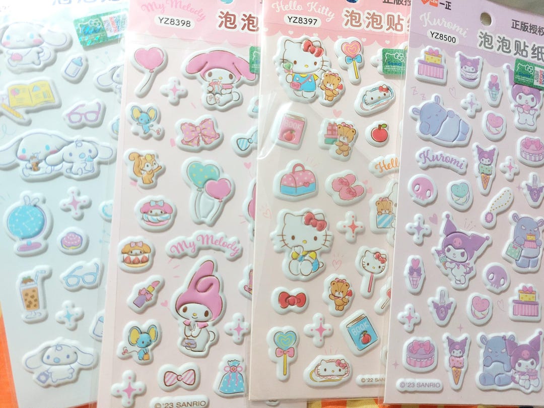Hello Kitty Cinnamoroll Kuromi Melody DIY Dairy Pad Casting Stickers - Etsy