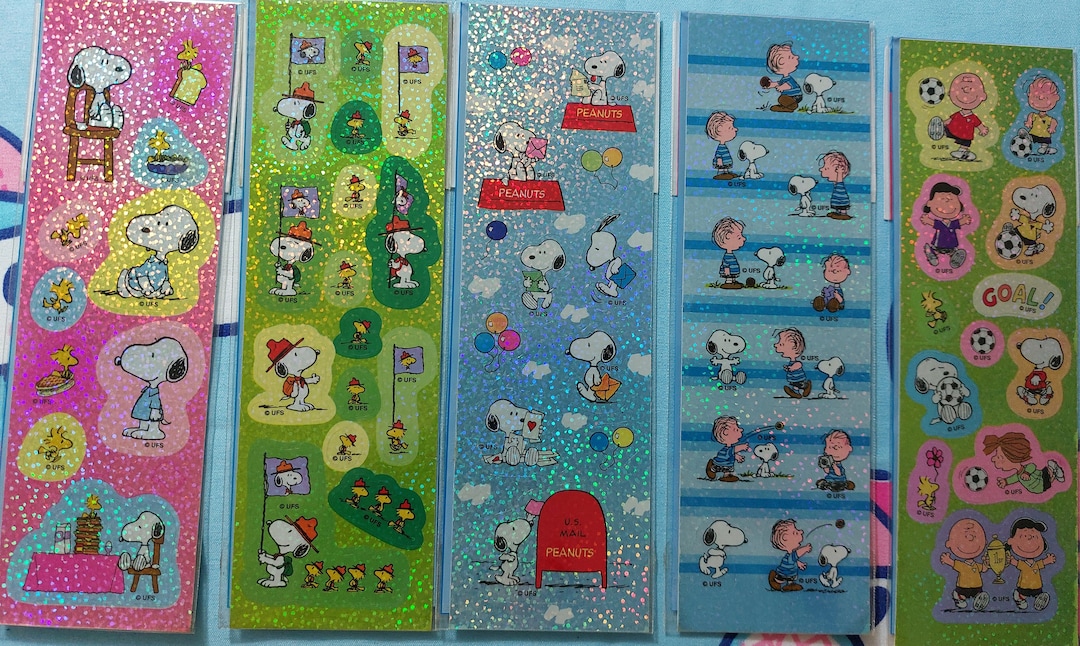 Shiny Stickers SNOOPY & His Friends Foot Eating Mail Linus Scouts Seal ...