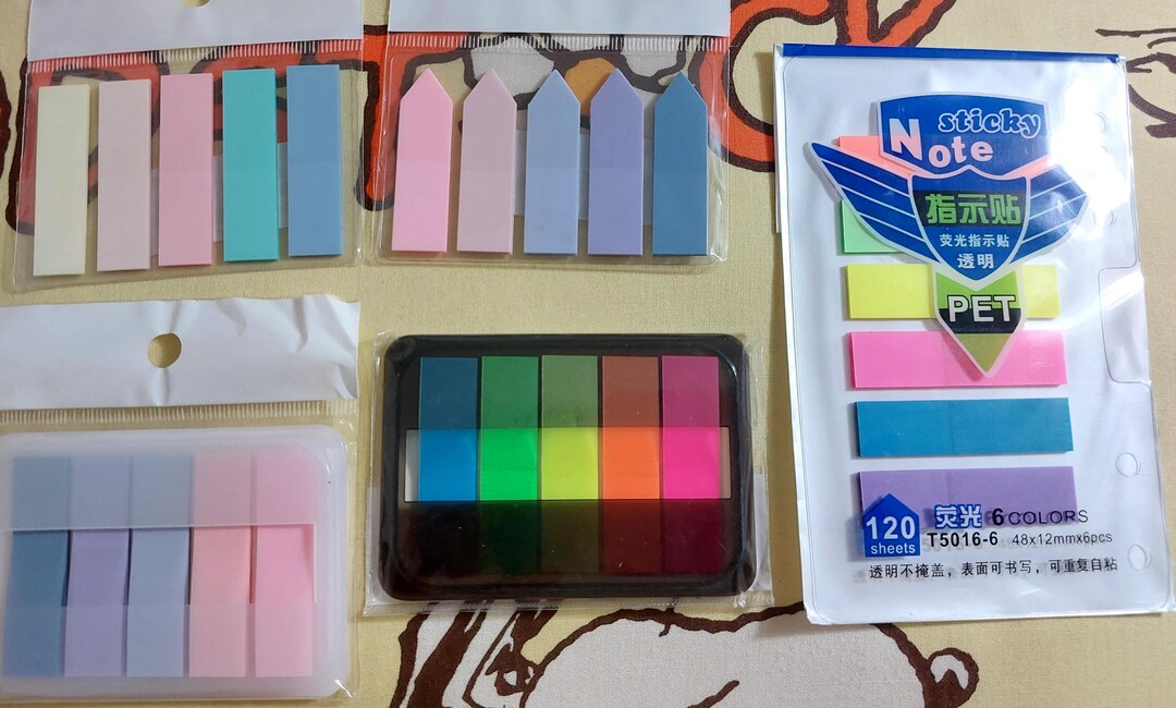 Plastic Translucent Sticky Note - Rainbow Color Set - Etsy