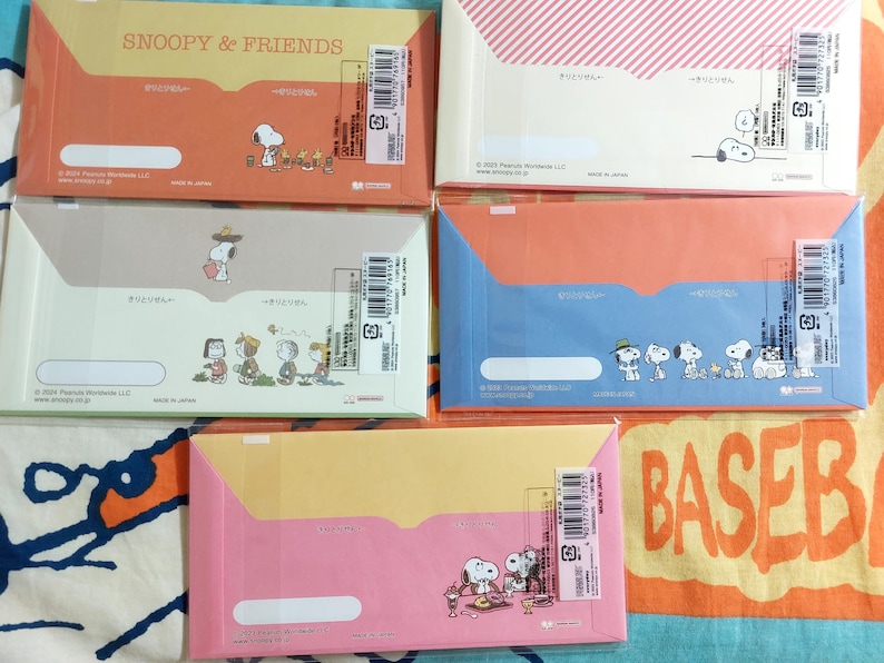 Snoopy & His Friends Family Eating Writing Pattern Long Envelopes - Etsy