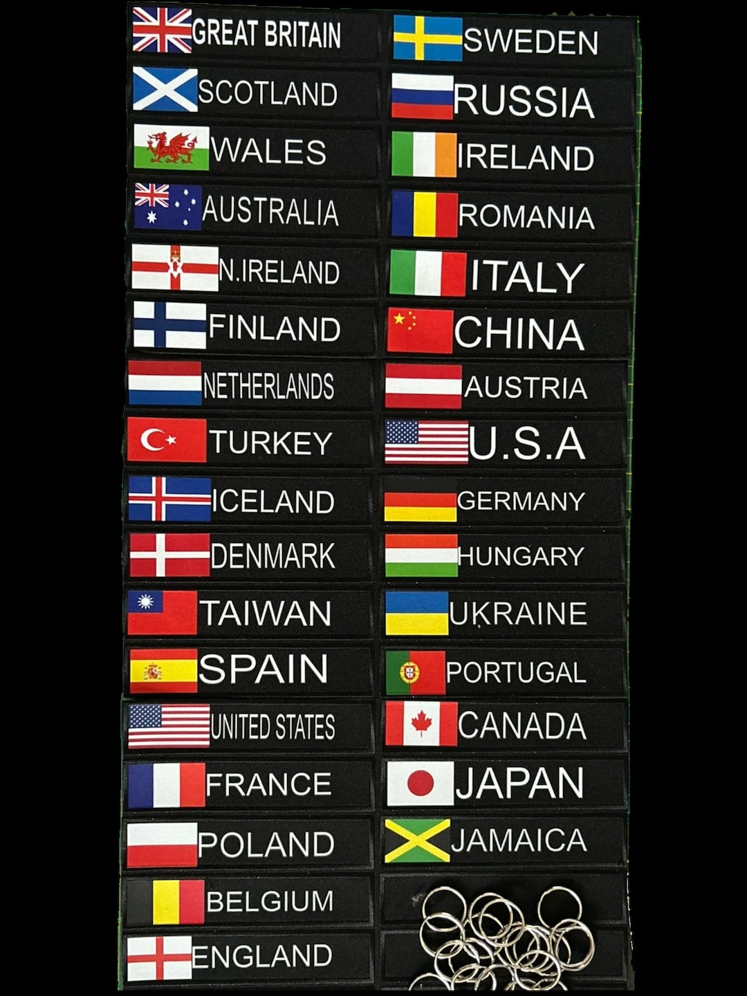 Flag Keyrings International Country Identifier 140x30mm Robust Design ...