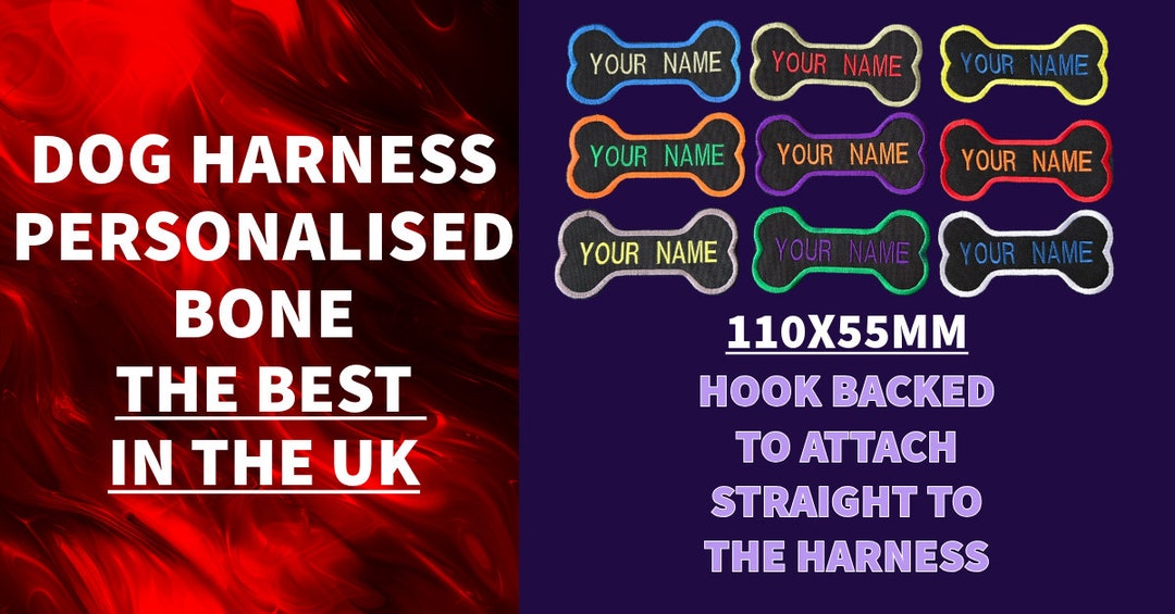 Dog Bone Harness Name Tape Identifier Badge Patch Embroidered ...
